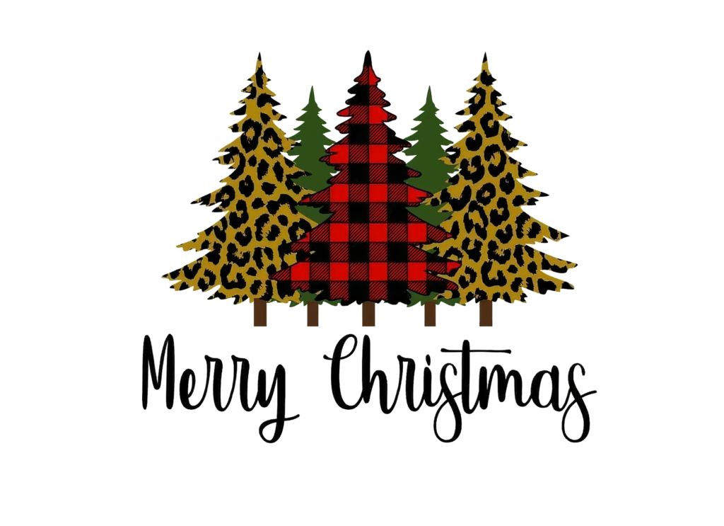 Leopard Print and Plaid Christmas Tree - DTF TRANSFER | UploadTransfers.com
