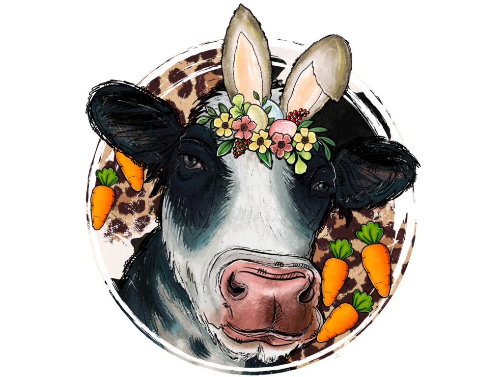 Happy Easter Cow - DTF TRANSFER | UploadTransfers.com