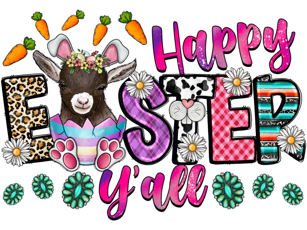 Happy Easter Yall Goat - DTF TRANSFER | UploadTransfers.com